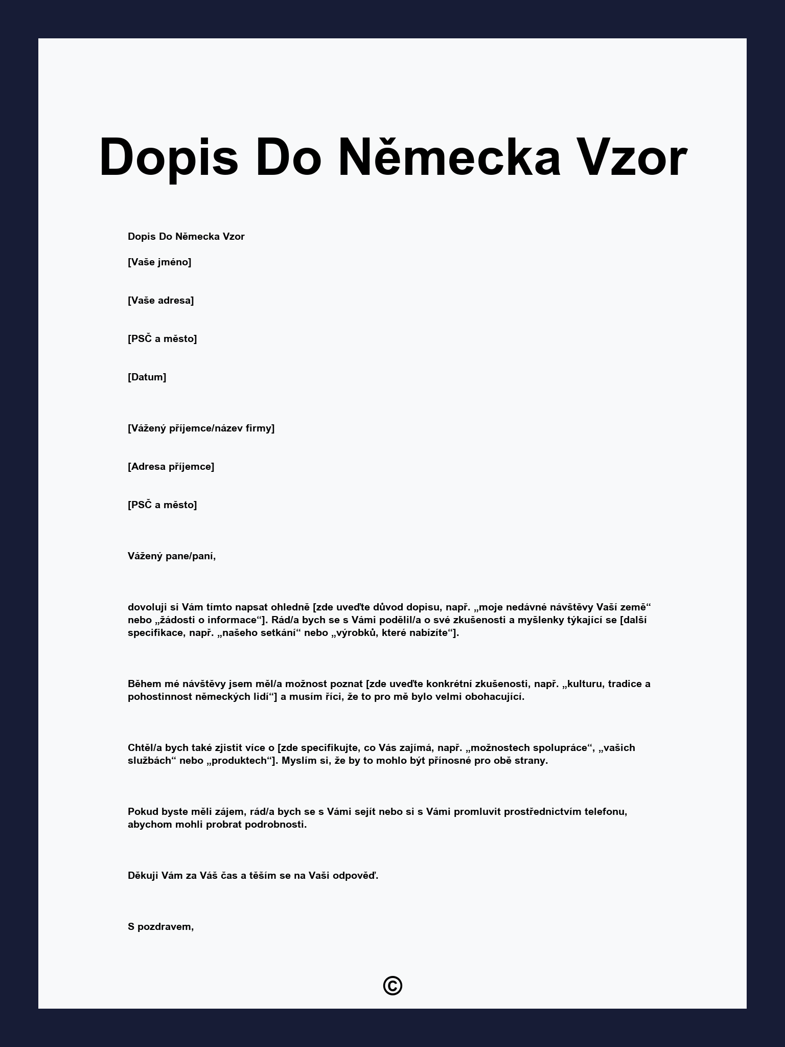 Dopis Do Německa Vzor